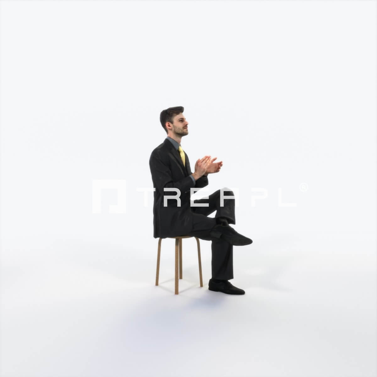 Posture 19A Clapping Sitting Elegant Man - 3D Model by Treapl