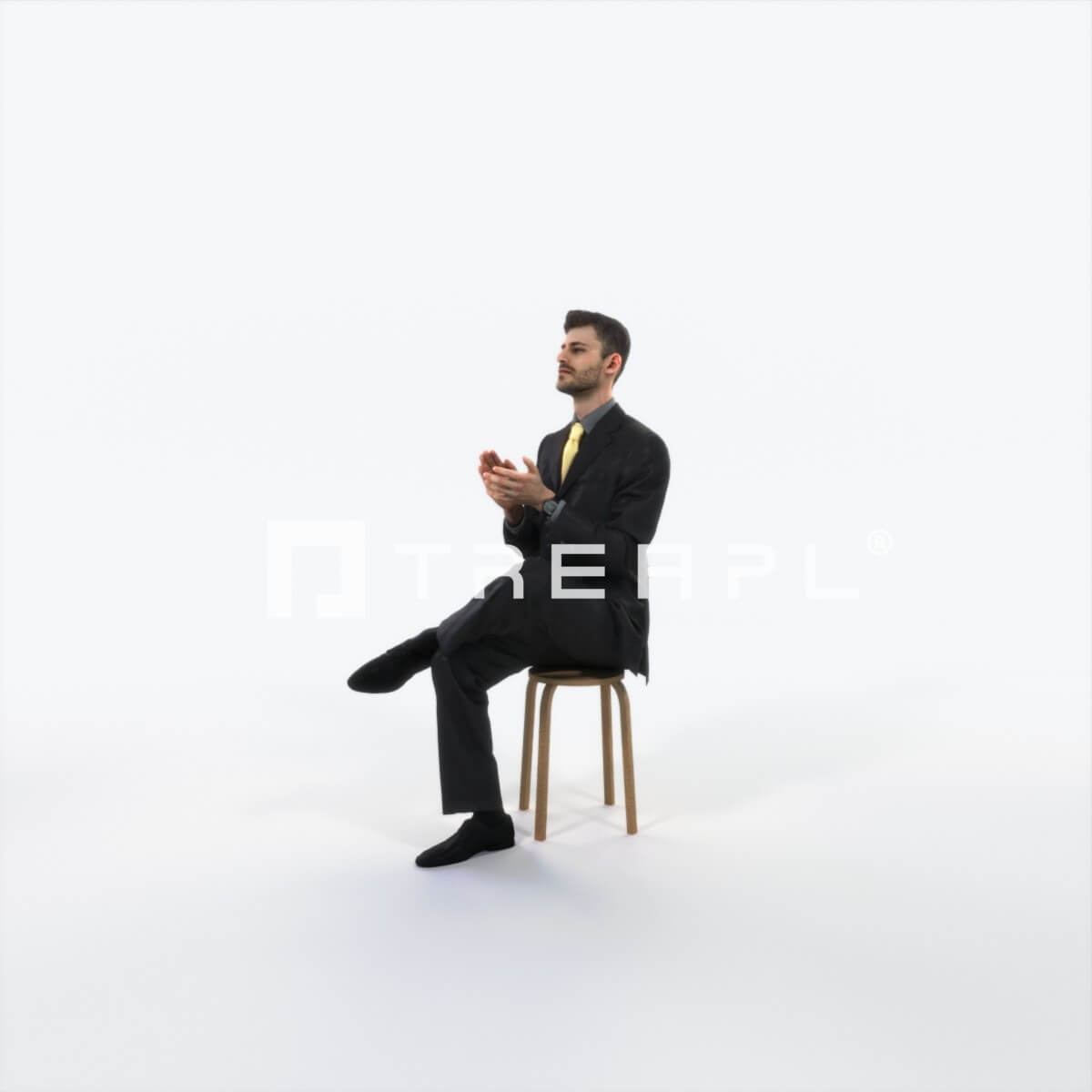 Posture 19A Clapping Sitting Elegant Man - 3D Model by Treapl