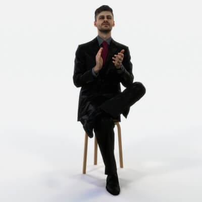 Posture 19B Clapping Sitting Elegant Man - 3D Model by Treapl