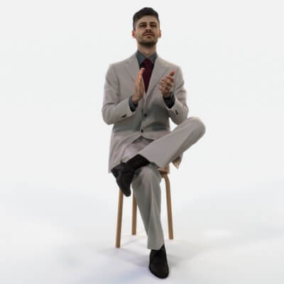 Posture 19D Clapping Sitting Elegant Man - 3D Model by Treapl