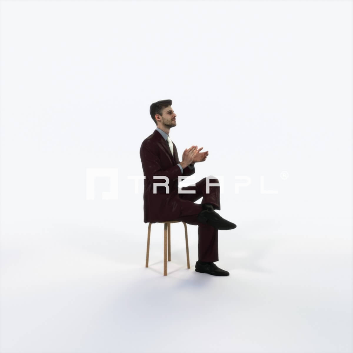 Posture 19E Clapping Sitting Elegant Man - 3D Model by Treapl