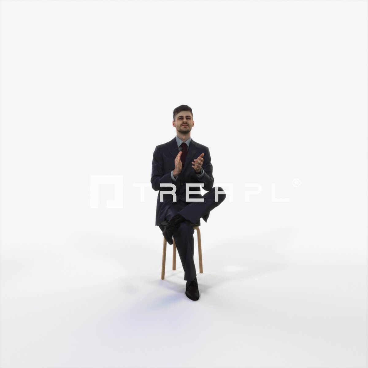 Posture 19F Clapping Sitting Elegant Man - 3D Model by Treapl