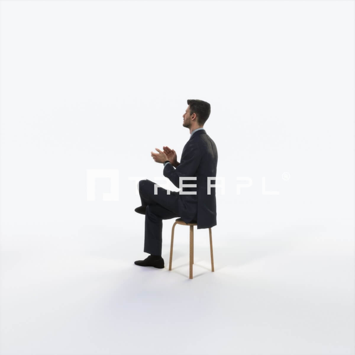 Posture 19F Clapping Sitting Elegant Man - 3D Model by Treapl