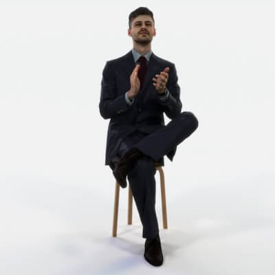 Posture 19F Clapping Sitting Elegant Man - 3D Model by Treapl