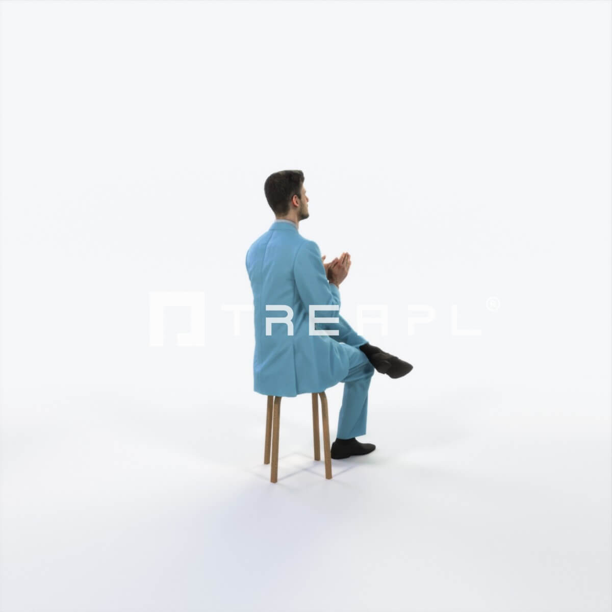 Posture 19G Clapping Sitting Elegant Man - 3D Model by Treapl