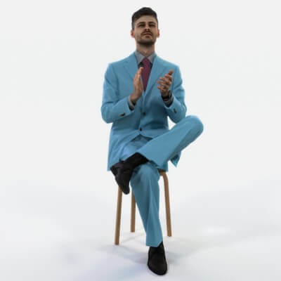 Posture 19G Clapping Sitting Elegant Man - 3D Model by Treapl