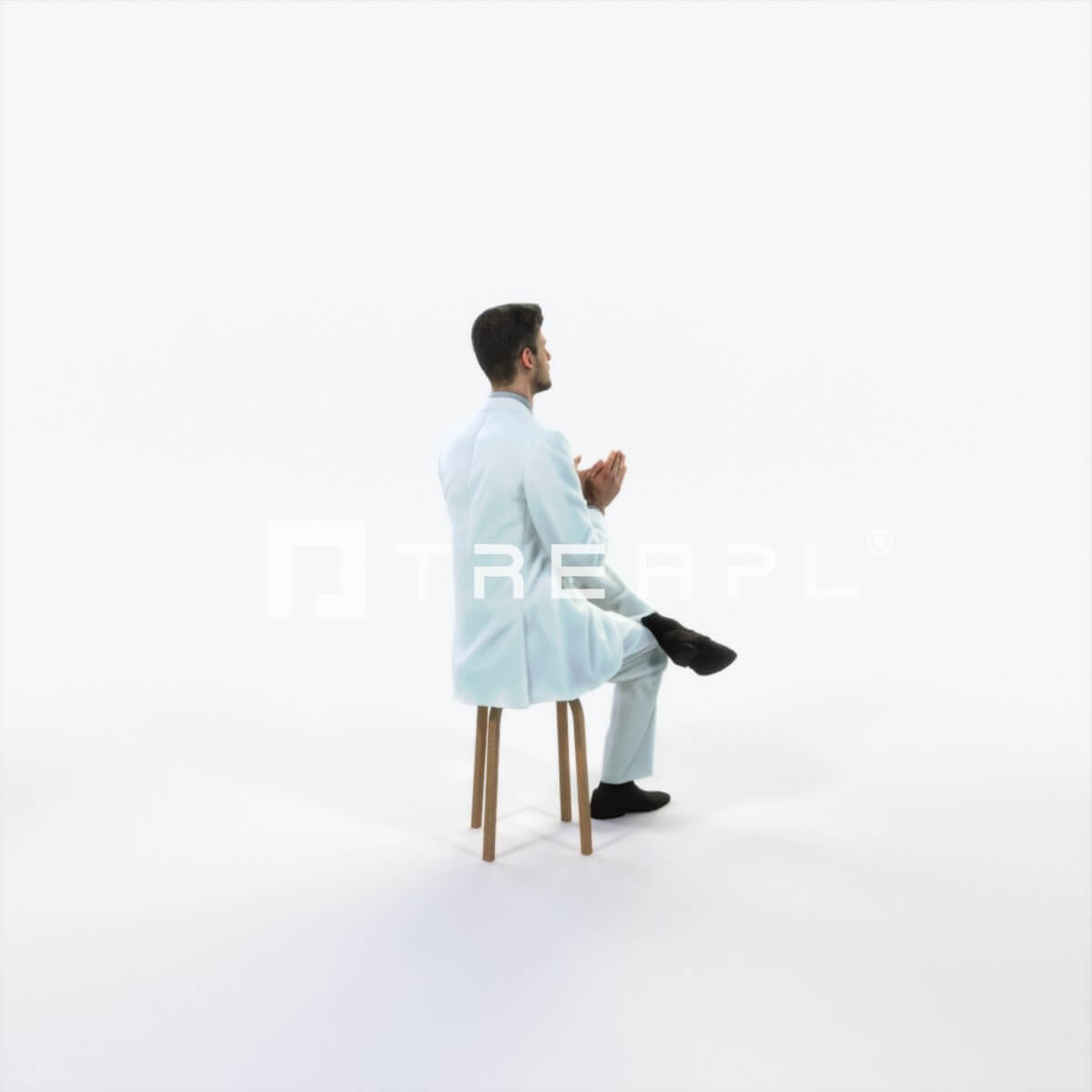 Posture 19M Clapping Sitting Elegant Man - 3D Model by Treapl