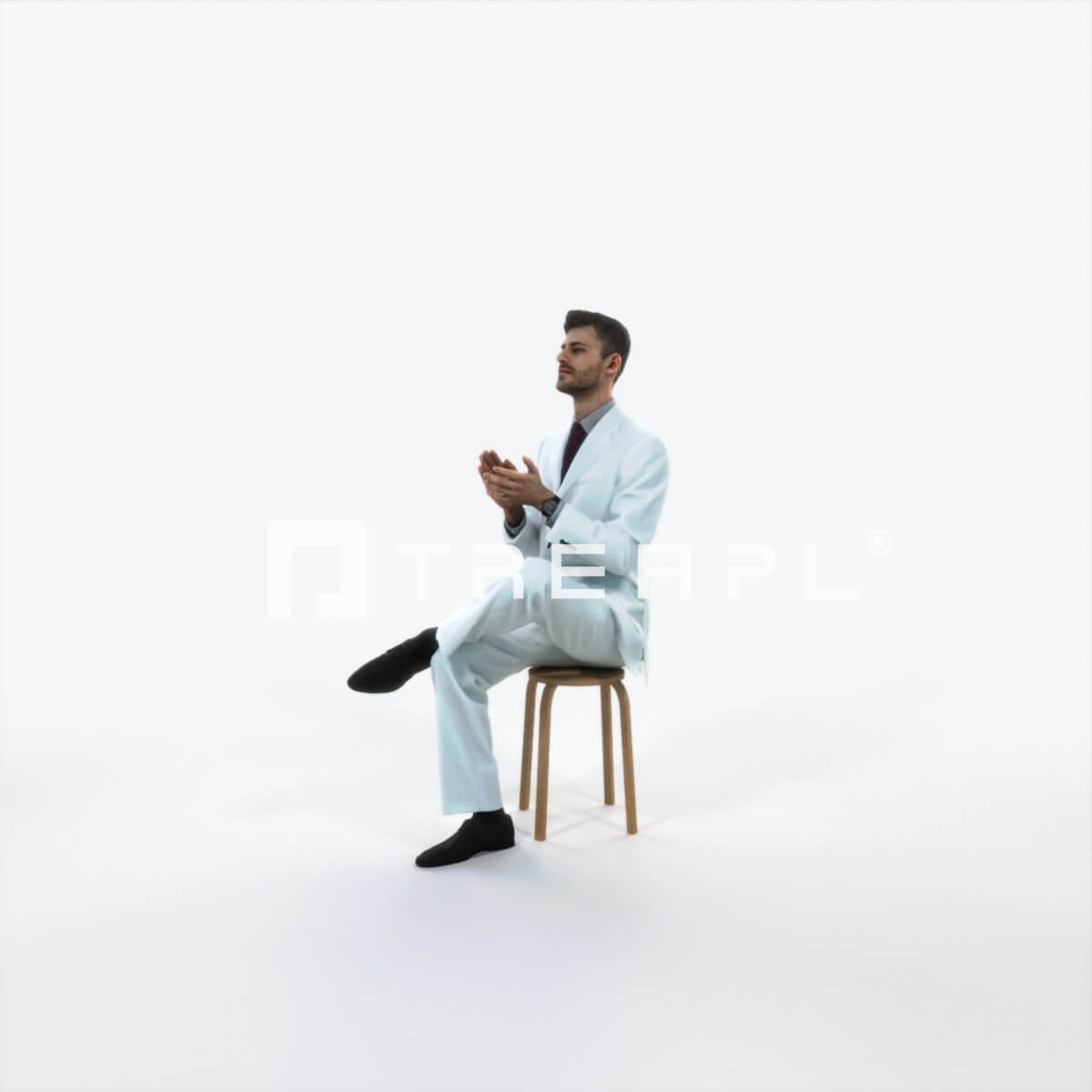 Posture 19M Clapping Sitting Elegant Man - 3D Model by Treapl