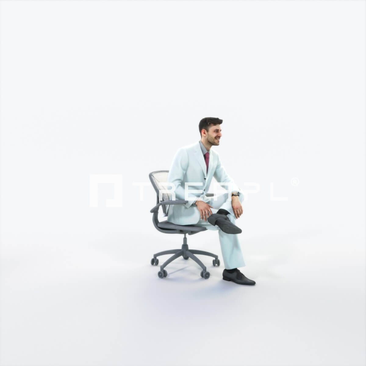 Posture 22D Listening Sitting Elegant Man - 3D Model by Treapl