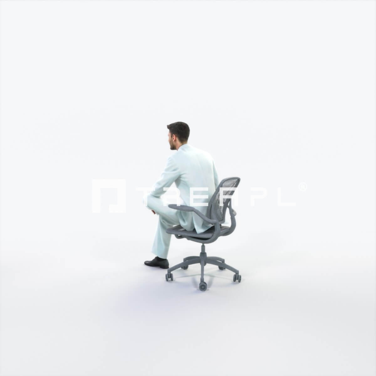 Posture 22D Listening Sitting Elegant Man - 3D Model by Treapl