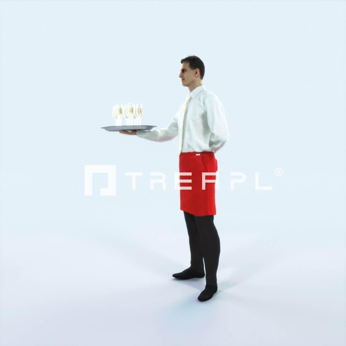 Romance 05A Waiter Offering Working Man (8k Textures) - 3D Model by Treapl