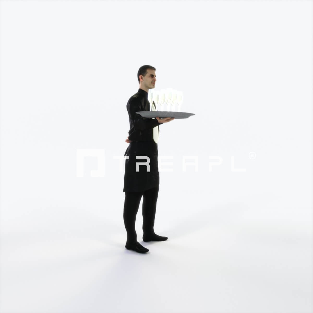 Romance 05B Waiter Offering Working Man - 3D Model by Treapl