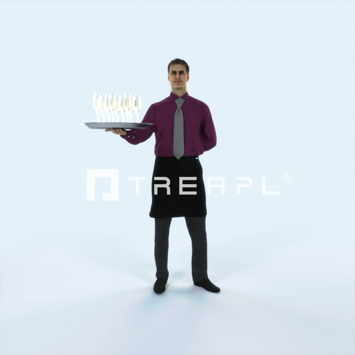 Romance 05F Waiter Offering Working Man (8k Textures) - 3D Model by Treapl