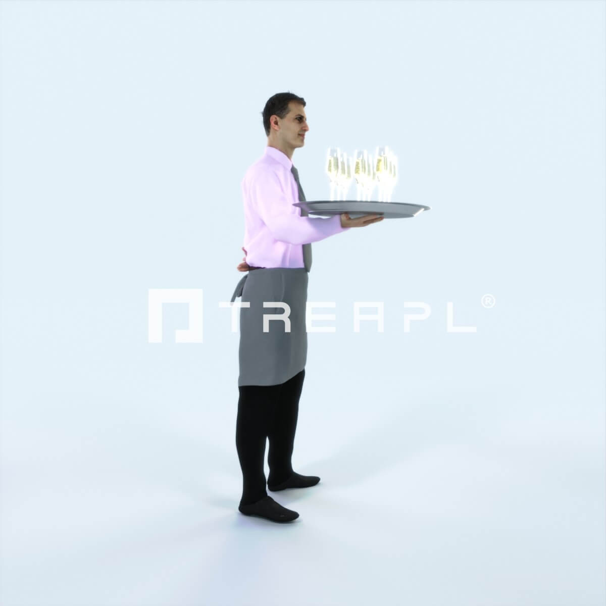 Romance 05G Waiter Offering Working Man (8k Textures) - 3D Model by Treapl