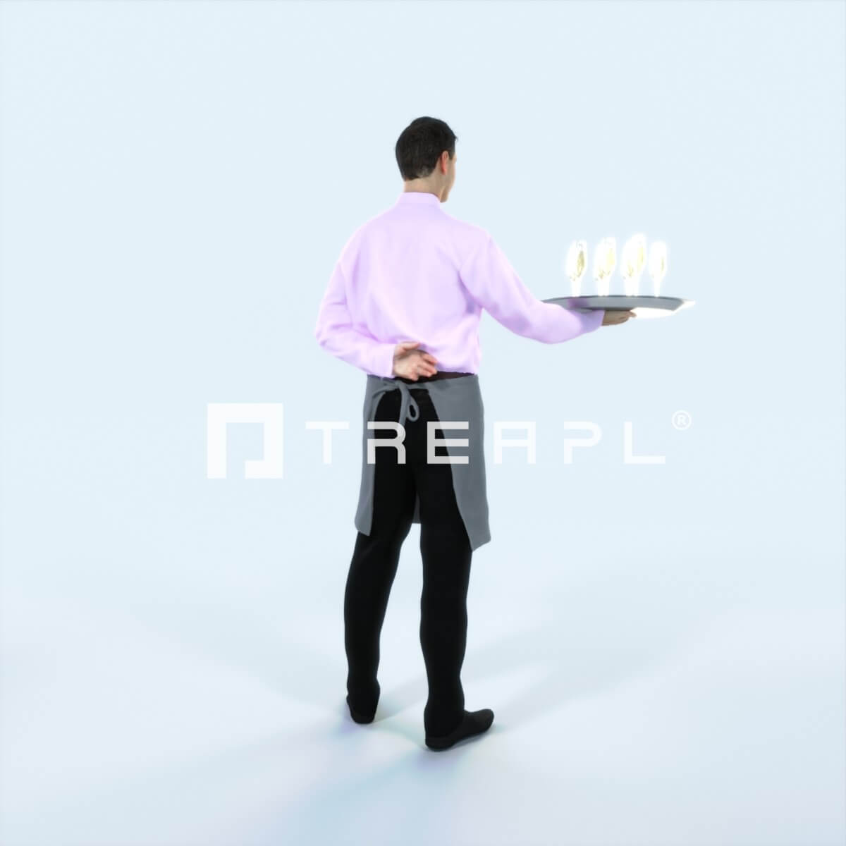 Romance 05G Waiter Offering Working Man (8k Textures) - 3D Model by Treapl