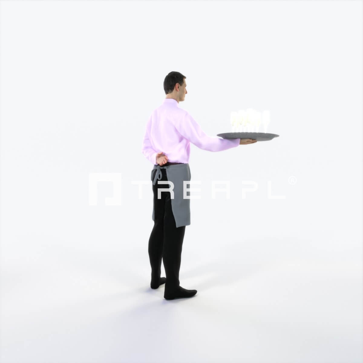 Romance 05G Waiter Offering Working Man - 3D Model by Treapl