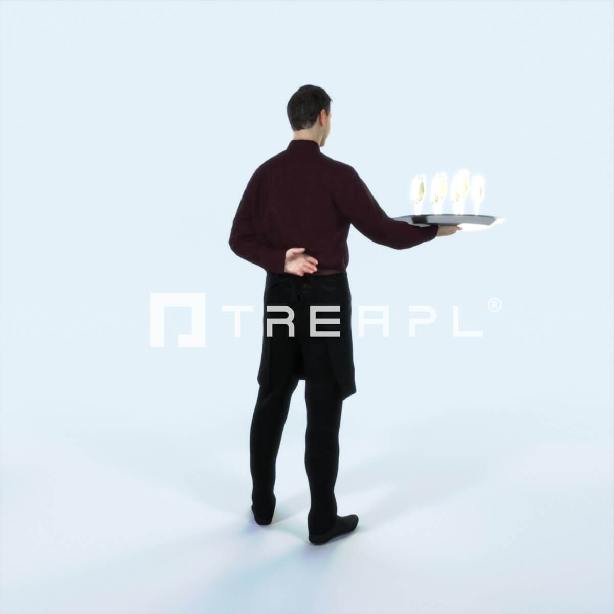 Romance 05K Waiter Offering Working Man (8k Textures) - 3D Model by Treapl