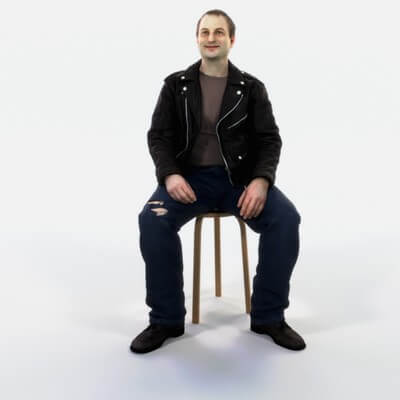 Victory 03F Listening Sitting Casual Man - 3D Model by Treapl