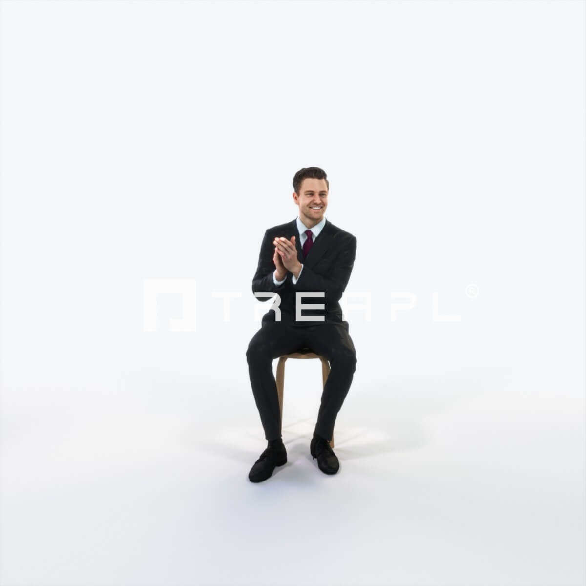 Virtue 13C Clapping Sitting Elegant Man - 3D Model by Treapl
