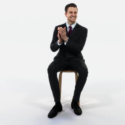 Virtue 13C Clapping Sitting Elegant Man - 3D Model by Treapl