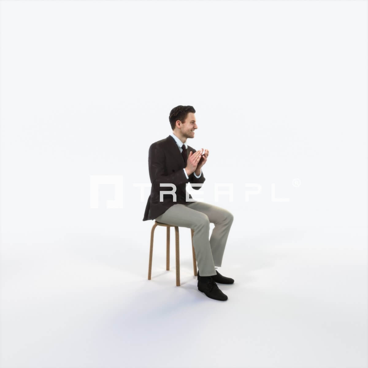 Virtue 13I Clapping Sitting Elegant Man - 3D Model by Treapl