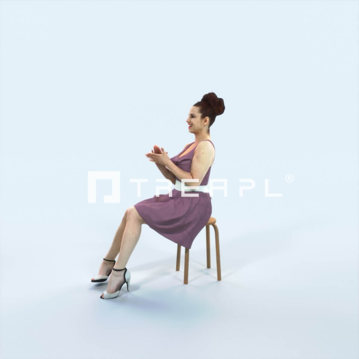 Yearn 21F Clapping Sitting Casual Woman (8k Textures) - 3D Model by Treapl