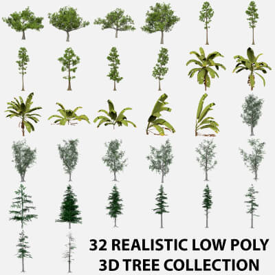 32 Realistic Low Poly Tree Collection - 3D Model by TreeWorld3d