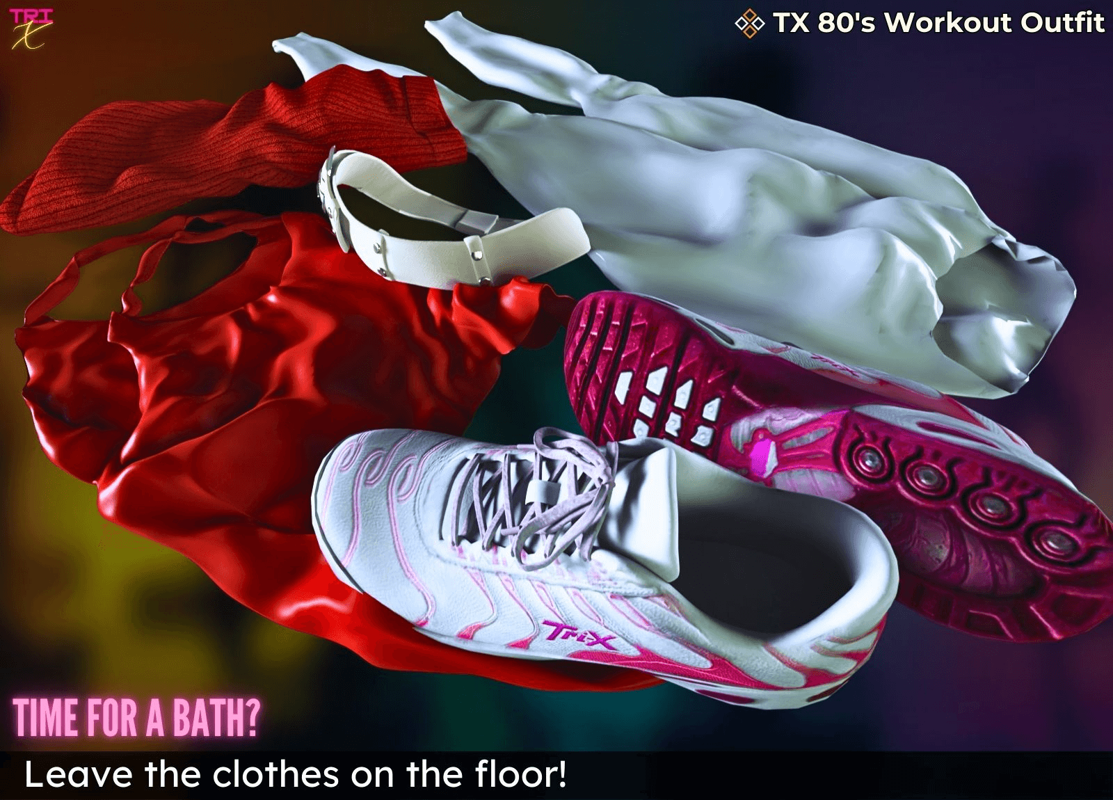 TX 80'S Workout Outfit G9 Version 3D Render, Digital Art by Tri-X