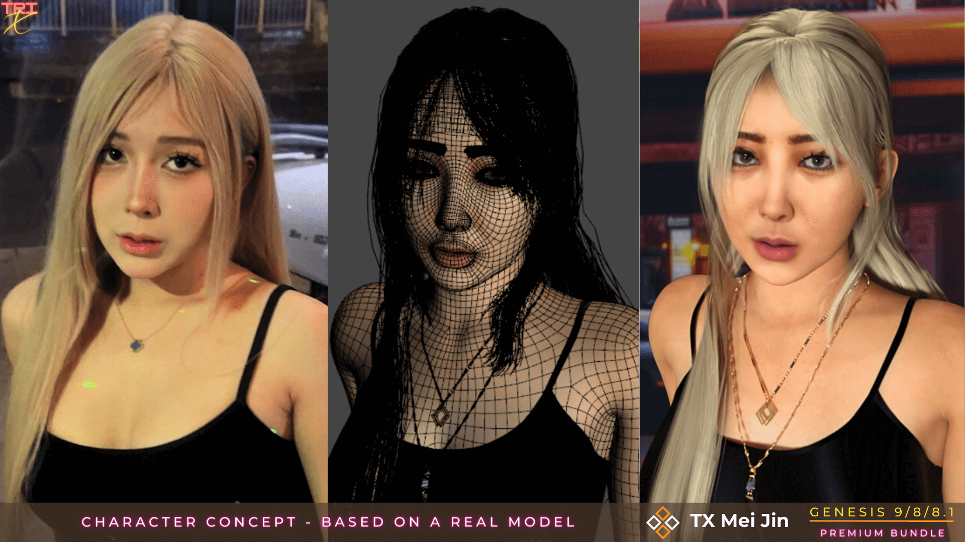 TX Mei Jin - Character Concept 3D Render, Digital Art by Tri-X