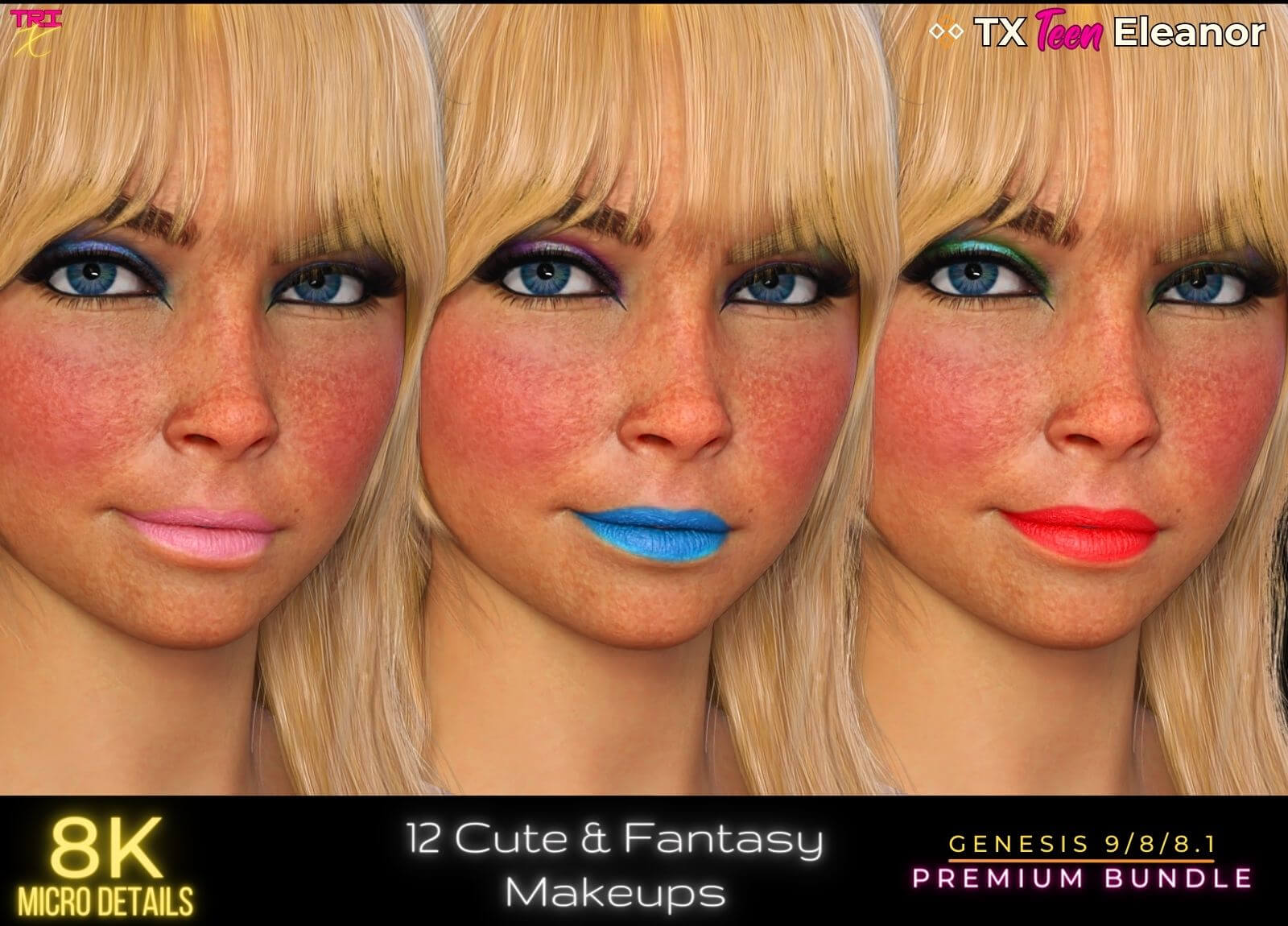 TX Teen Eleanor Premium Bundle for G9 G8 G8.1 - Daz Content by Tri-X