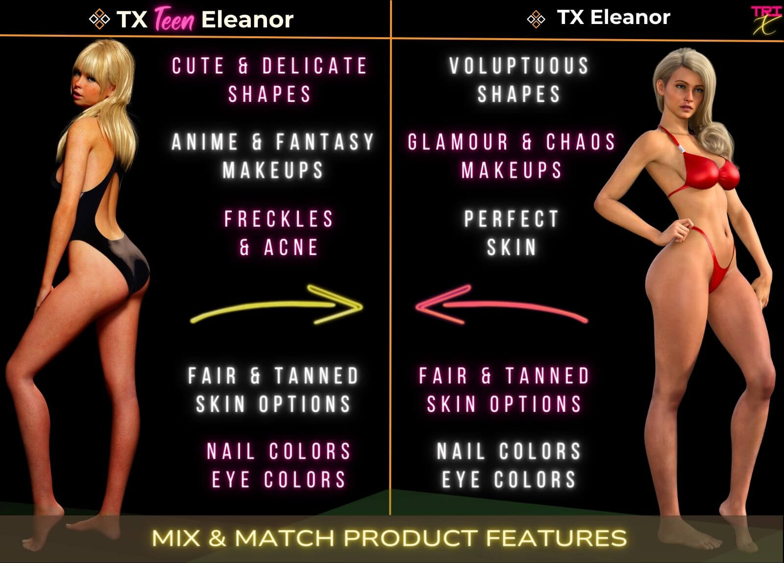 TX Teen Eleanor Premium Bundle for G9 G8 G8.1 - Daz Content by Tri-X