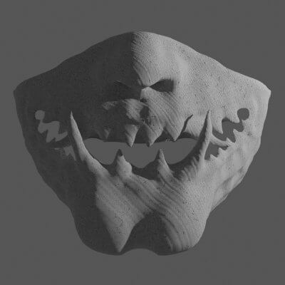 Japanese Oni Half Mask - 3D Model by TriDsign