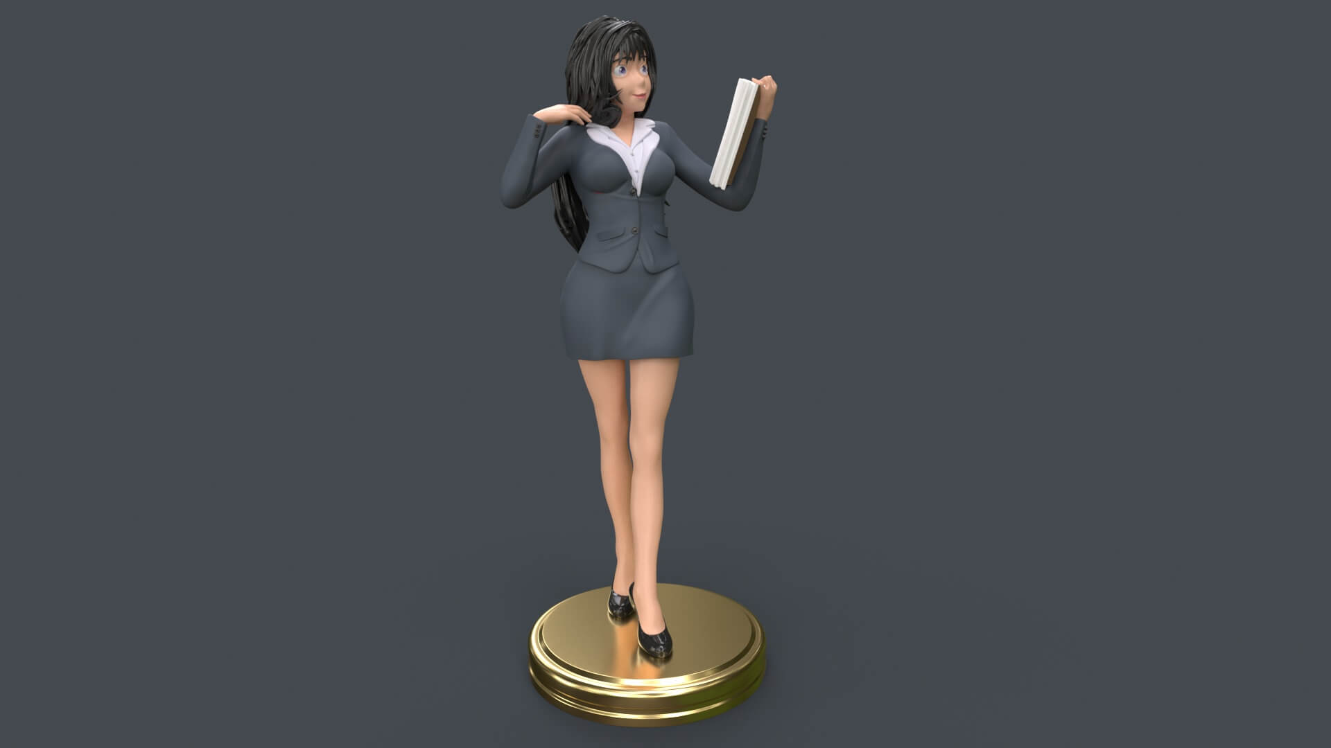 Anime Sexy Office Lady 3D Printing by triplemarket