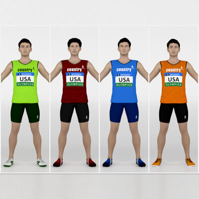 Athlete Runners 4 in 1 - 3D Model by Trish
