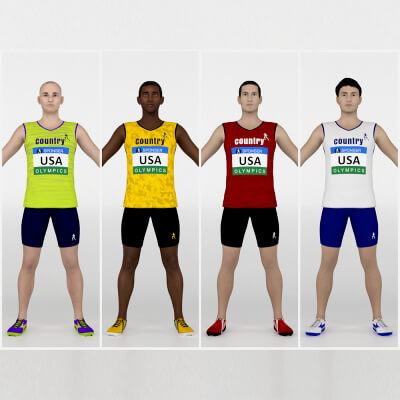 Athlete Runners 4 in 1 - 3D Model by Trish