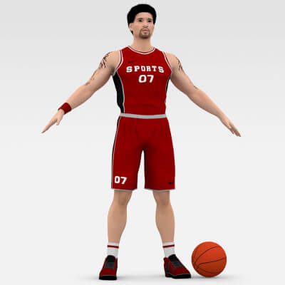 Basketball Player - Red Dress 3D Model by Trish