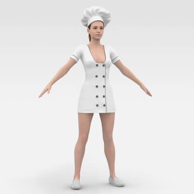 Chef - Female Restaurant Chef 3D Model by Trish