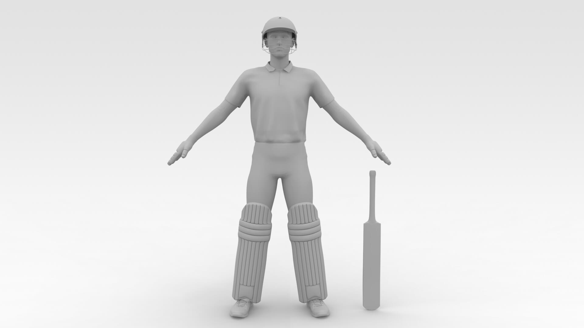 Cricket Batsman V2 - 3D Model by Trish