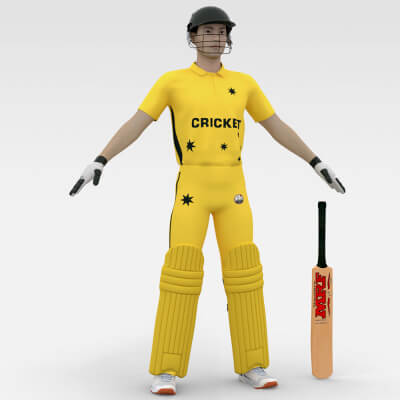 Cricket Batsman V4 - 3D Model by Trish