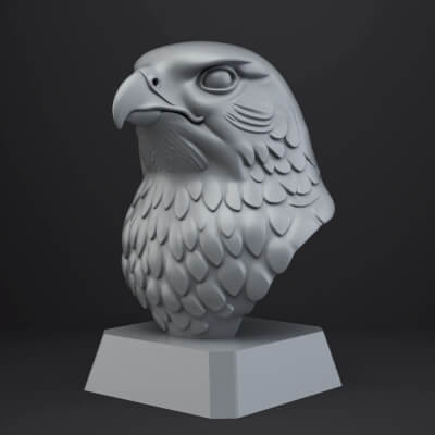 Falcon Bust - Animal Figurine 3D Model by Trish