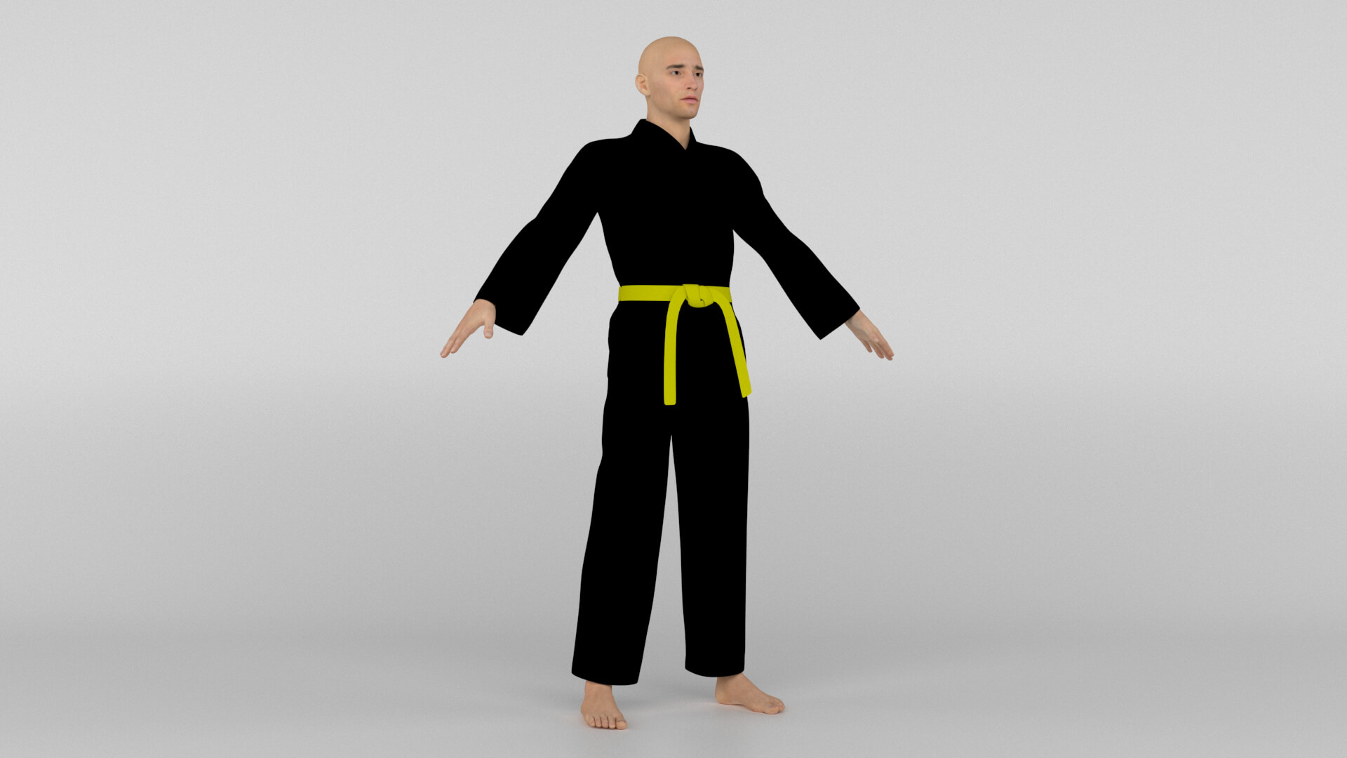 Karate Fighter - Black Dress 3D Model by Trish