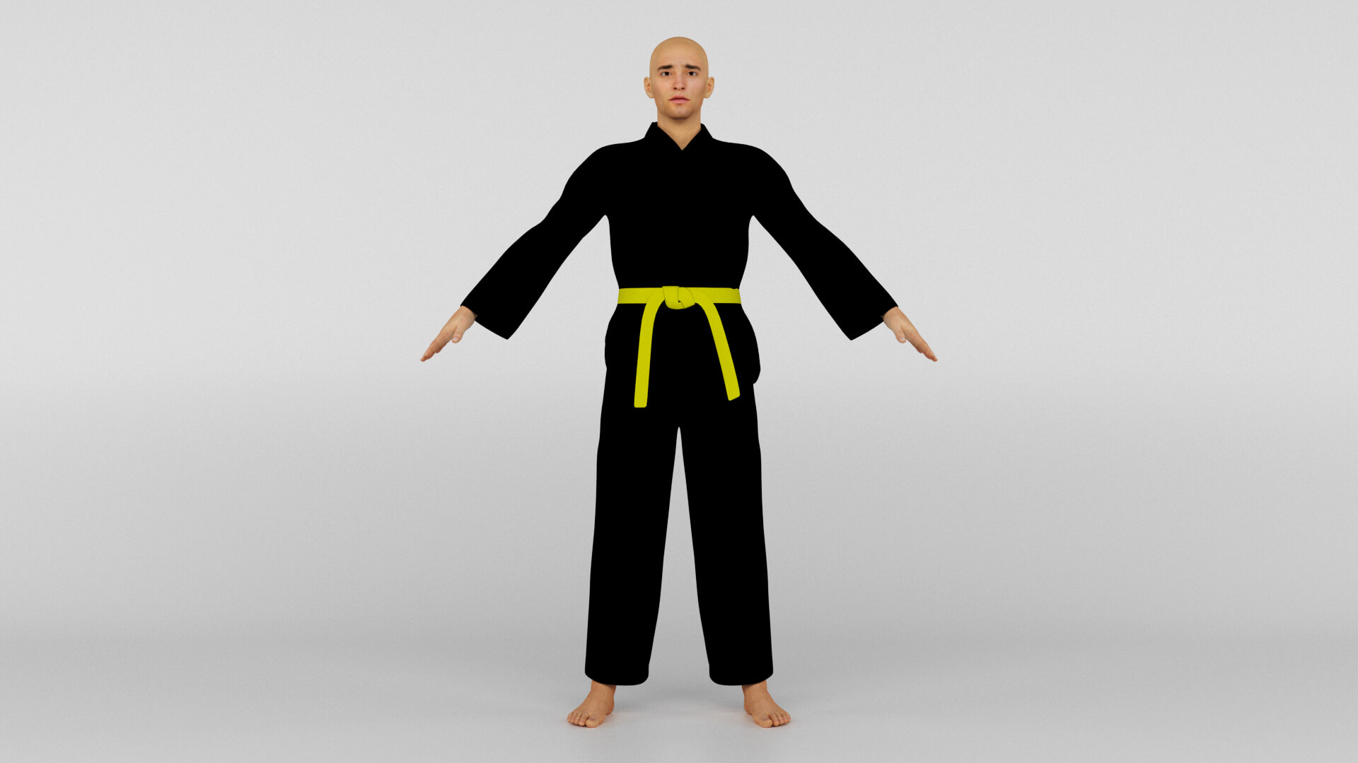 Karate Fighter - Black Dress 3D Model by Trish