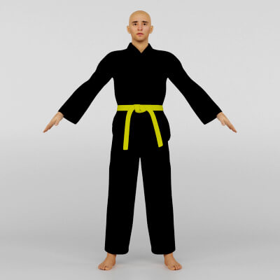 Karate Fighter - Black Dress 3D Model by Trish