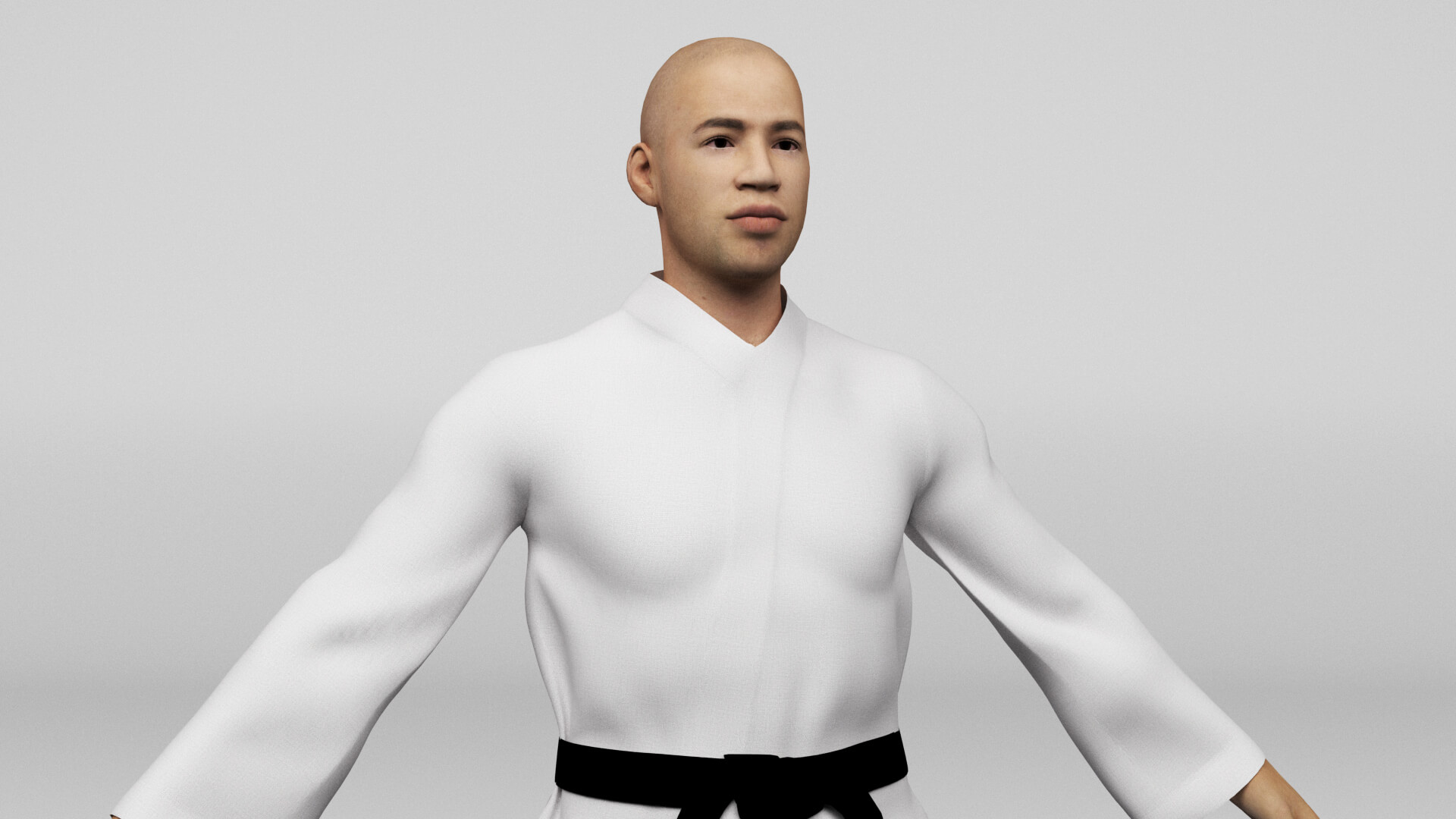 Karate Fighter - White Dress 3D Model by Trish