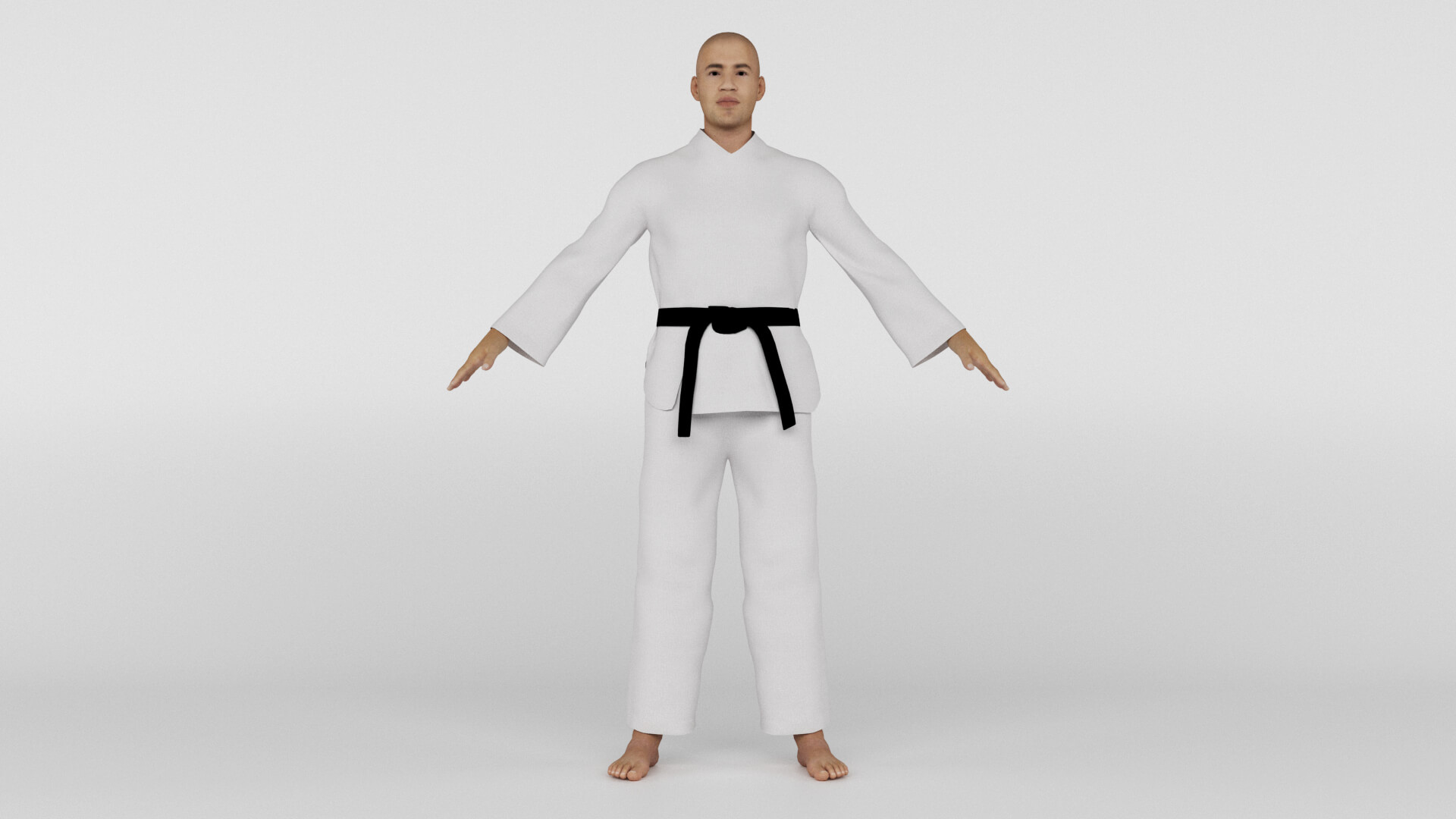 Karate Fighter - White Dress 3D Model by Trish
