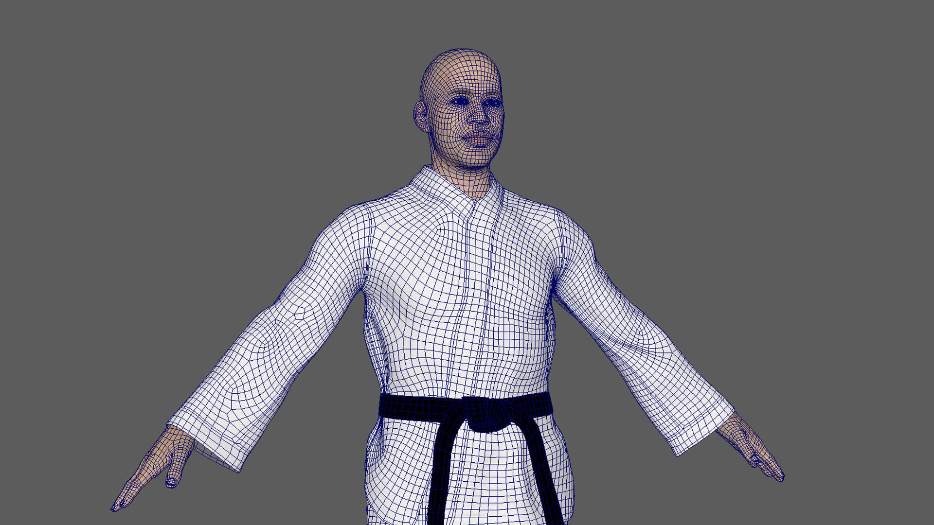 Karate Fighter - White Dress 3D Model by Trish
