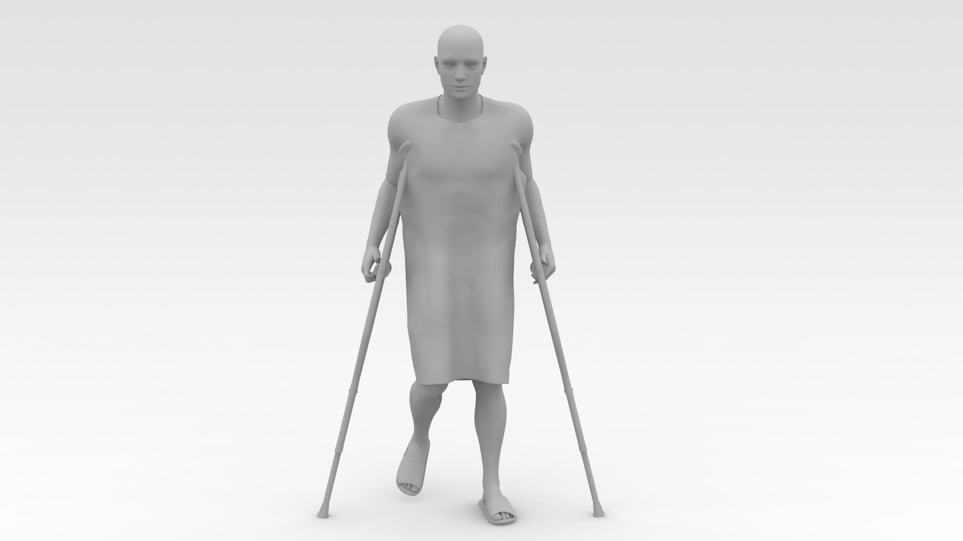 Patient With Crutches - 3D Model by Trish