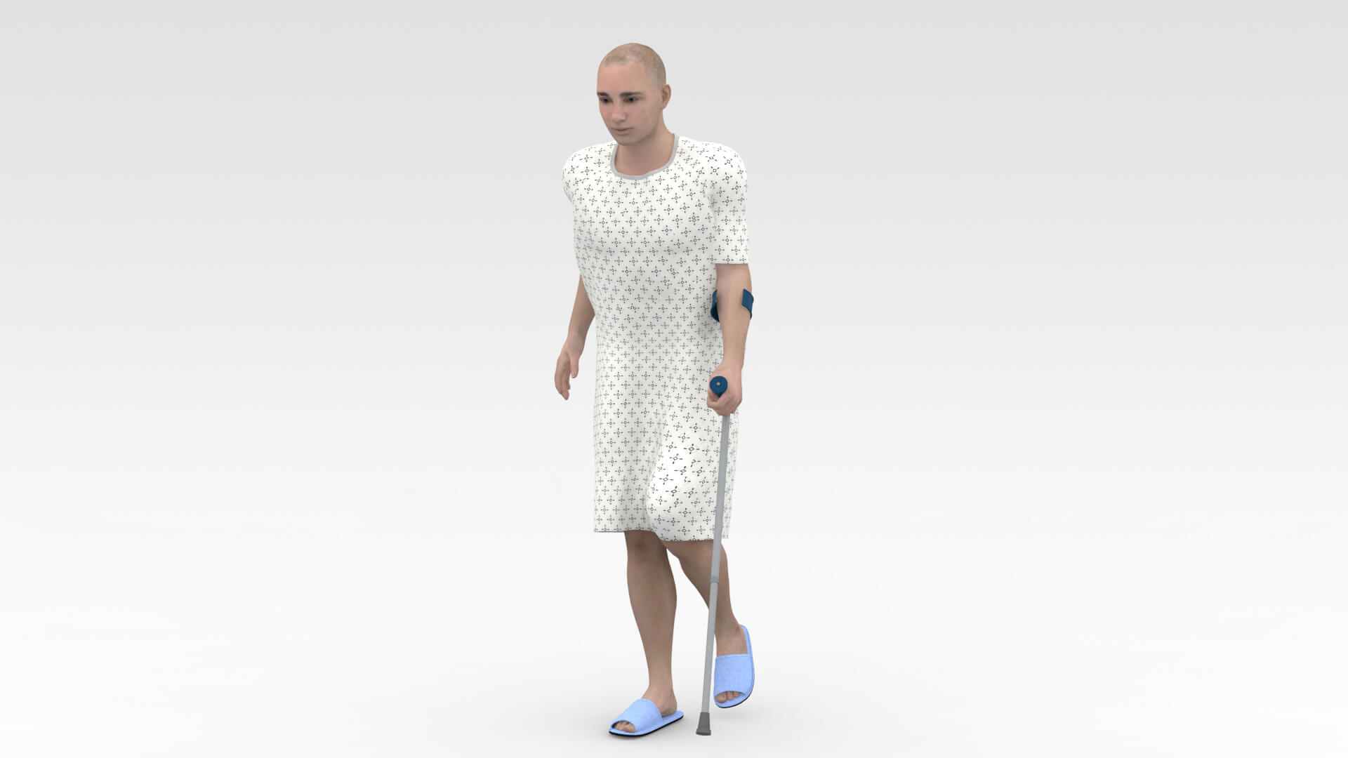Patient With Forearm Crutch - 3D Model by Trish