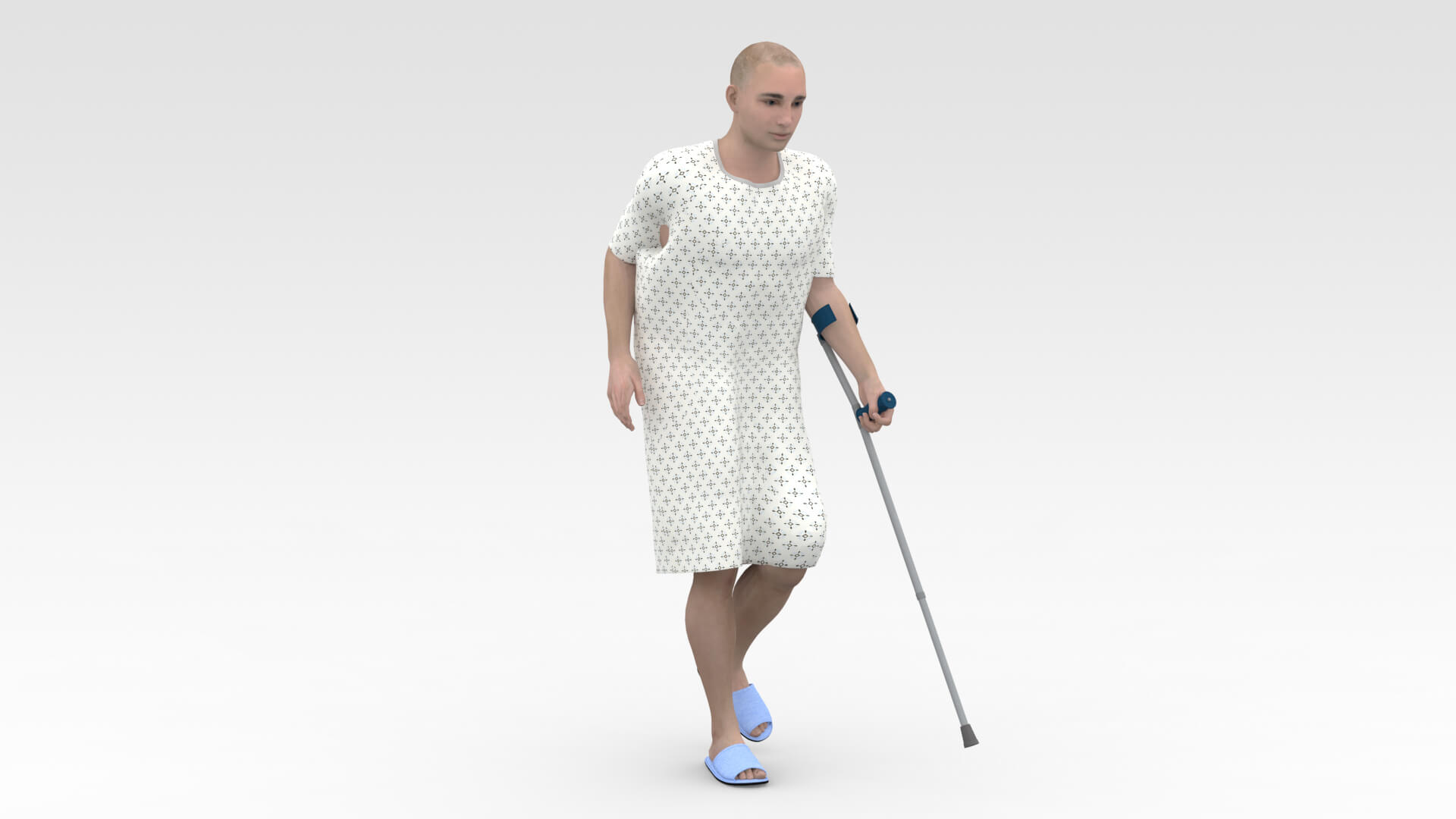 Patient With Forearm Crutch - 3D Model by Trish