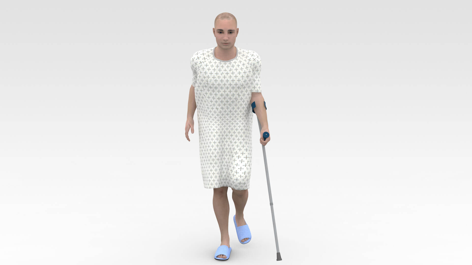 Patient With Forearm Crutch - 3D Model by Trish